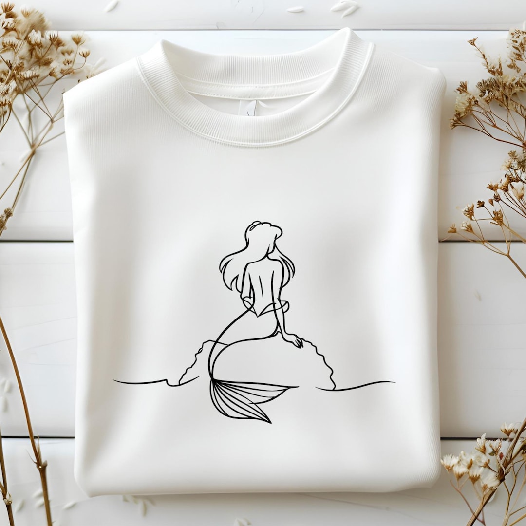 Ariel Line Art Png, Minimalist Mermaid Clipart, One Line Ocean ...