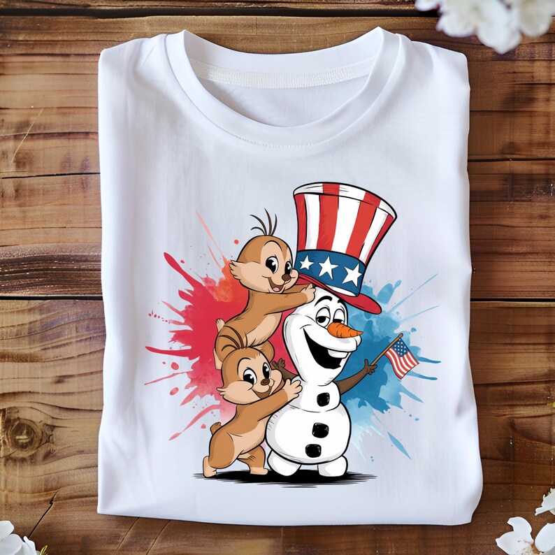 Olaf Chip and Dale Png, Patriotic Cartoon Friends Clipart, 4th of July ...