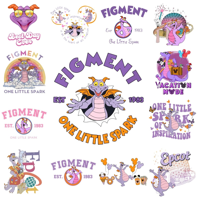 Figment Png Bundle, Epcot One Little Spark PNG, Journey to Imagination ...