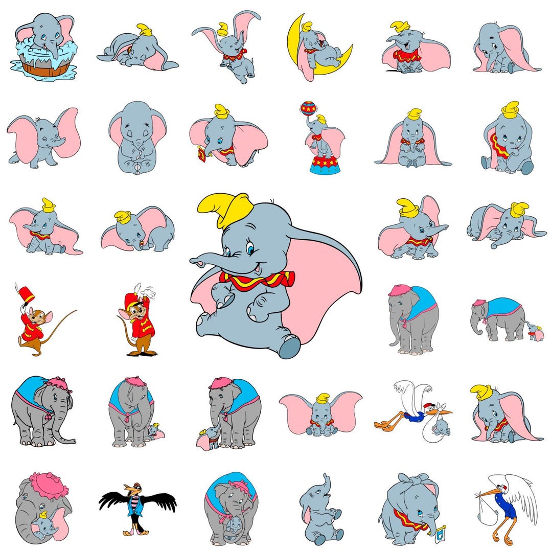 Dumbo SVG Bundle, Dumbo PNG Clipart, Dumbo Layered SVG for Cricut ...