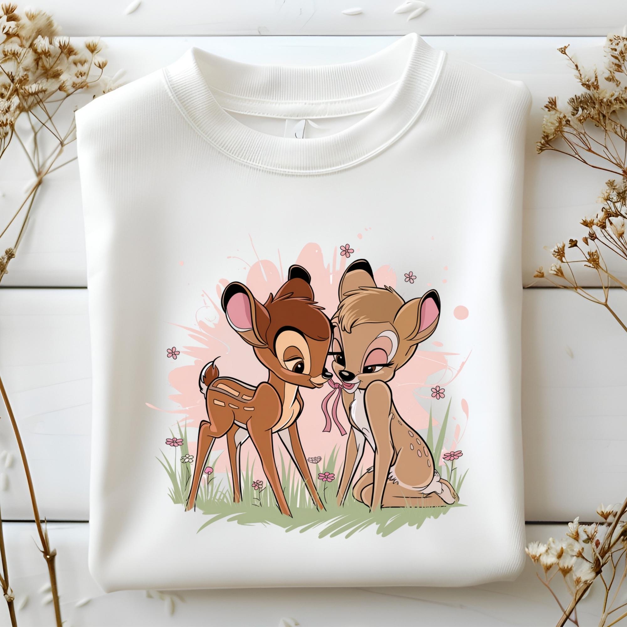 Romantic Bambi and Faline Png, Cute Forest Love Scene Clipart, Spring ...
