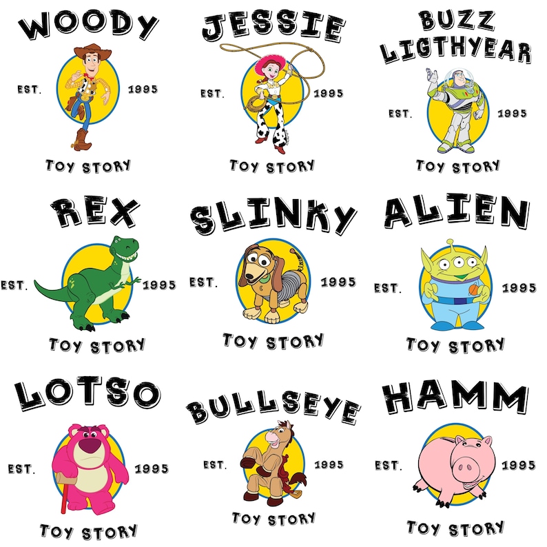 Toy Story Character Png Set For Shirts Vintage Style Clipart Bundle