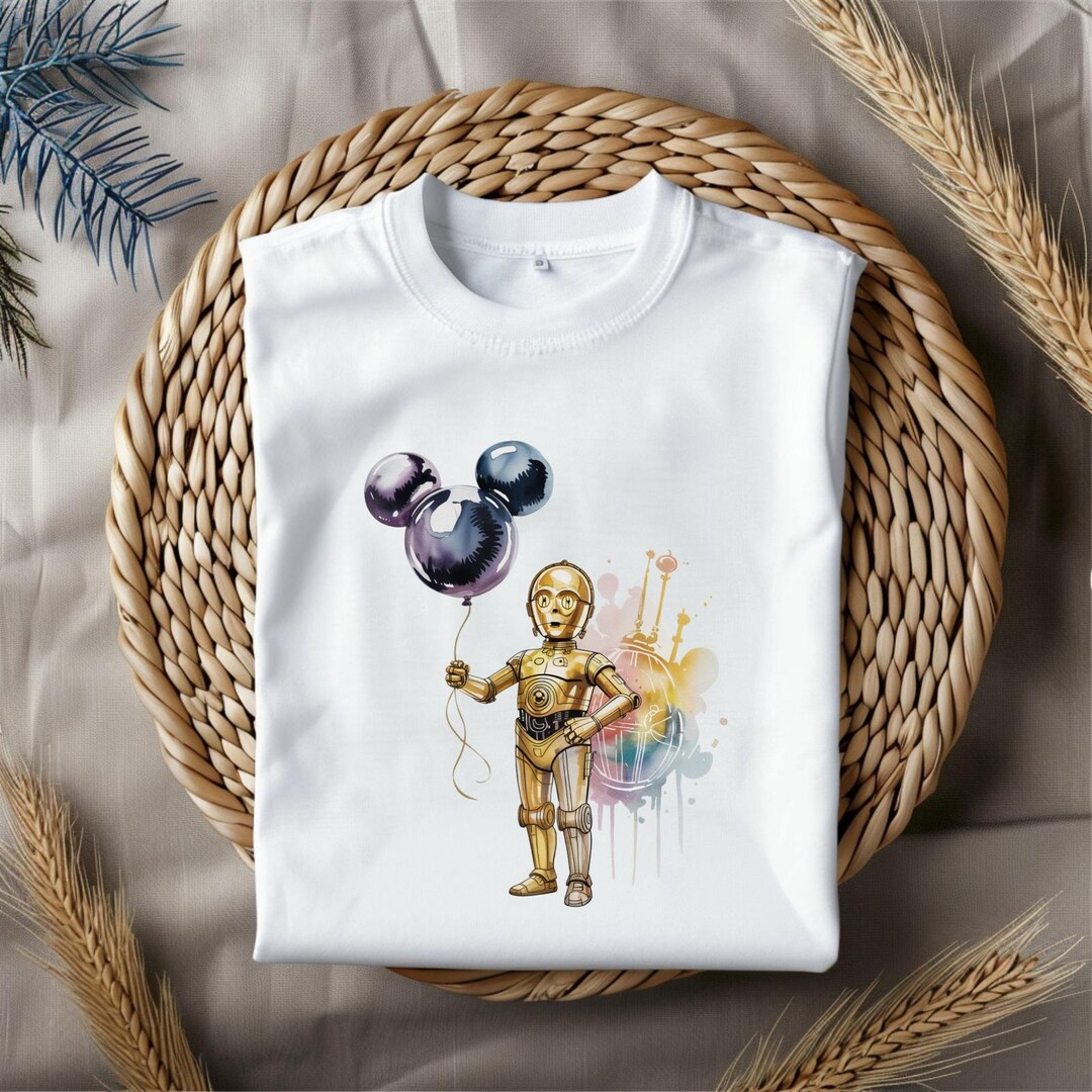 C3PO Balloon Png, Star Wars Robot Clipart, Golden Droid Holding Mickey ...