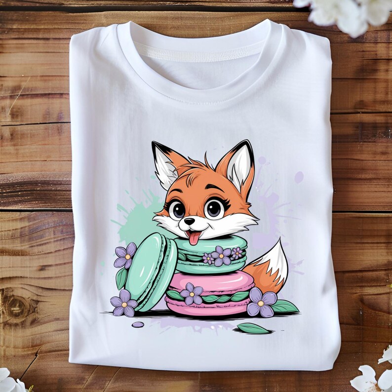 Cute Fox With Macarons Png, Kawaii Dessert Animal Clipart, Pastel Sweet ...