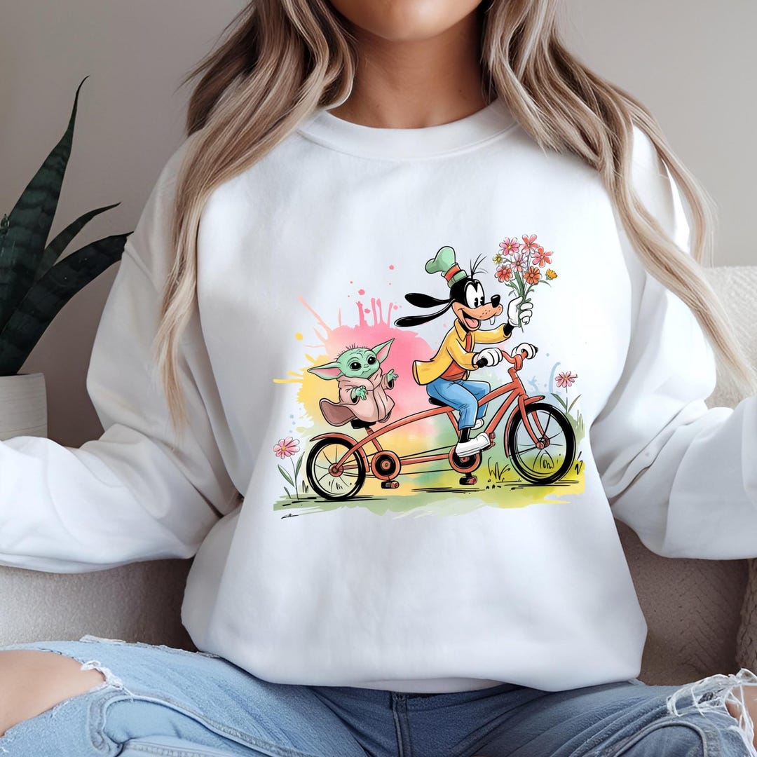 Goofy Grogu Tandem Bike Png, Spring Flower Ride Png, Baby Yoda Funny ...