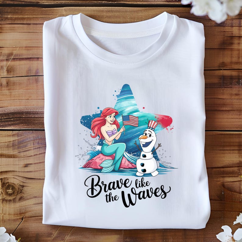 Ariel and Olaf Brave Waves Png, Patriotic 4th of July Shirt Design ...
