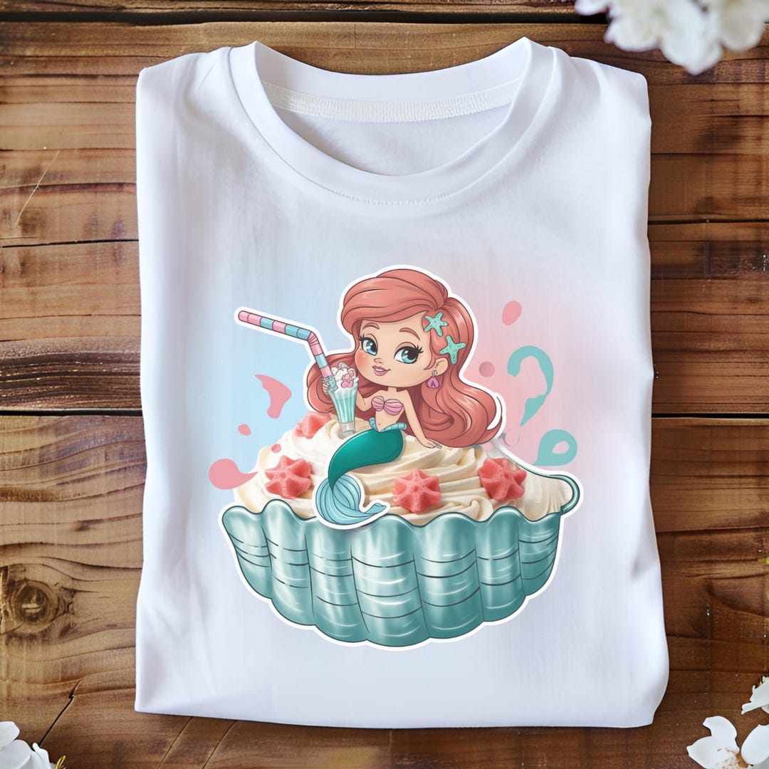 Mermaid Milkshake Png, Cute Little Mermaid in Cream Dessert Art, Beach ...
