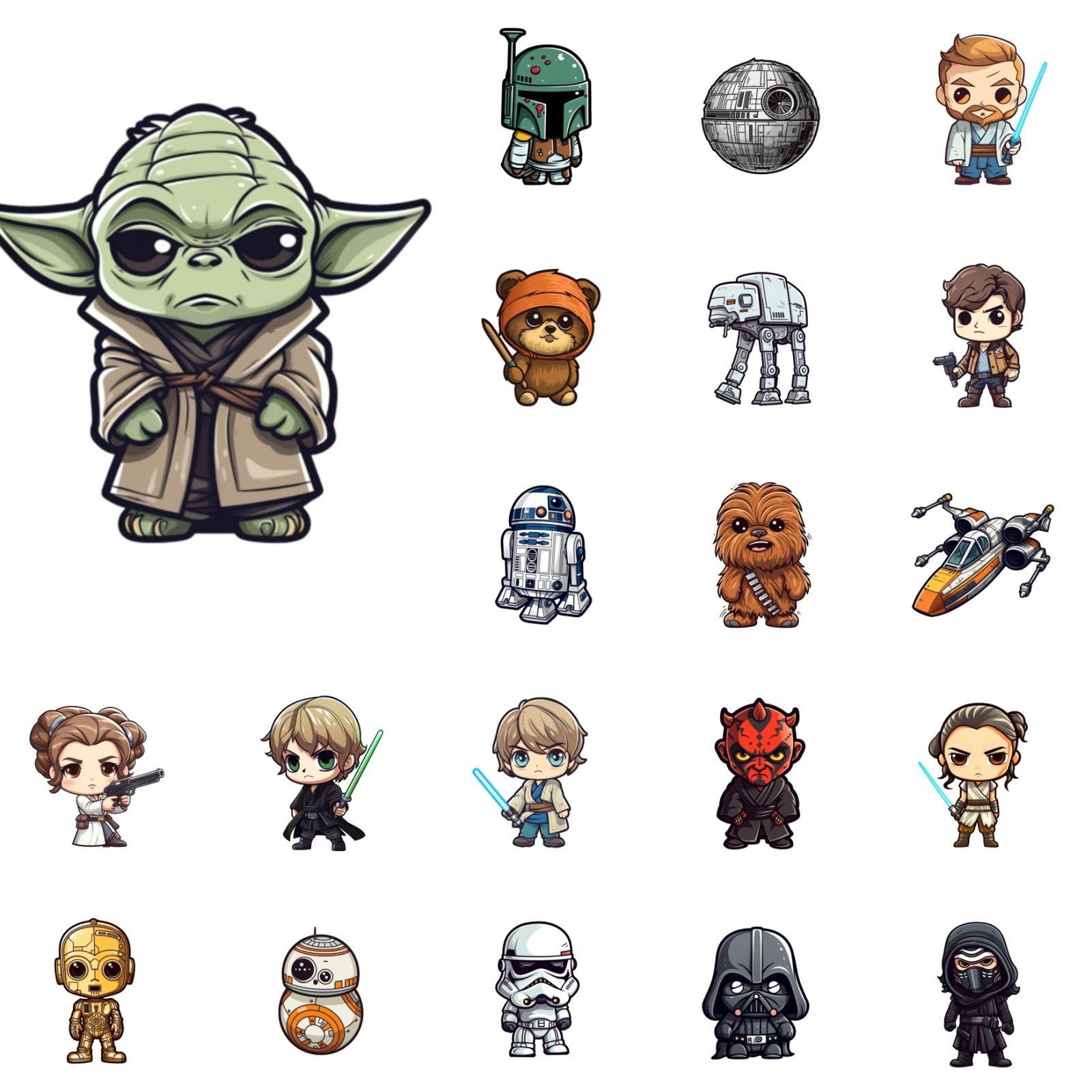 Star Galaxy Chibi Bundle Png, Cute Star Characters Png Pack, Jedi ...