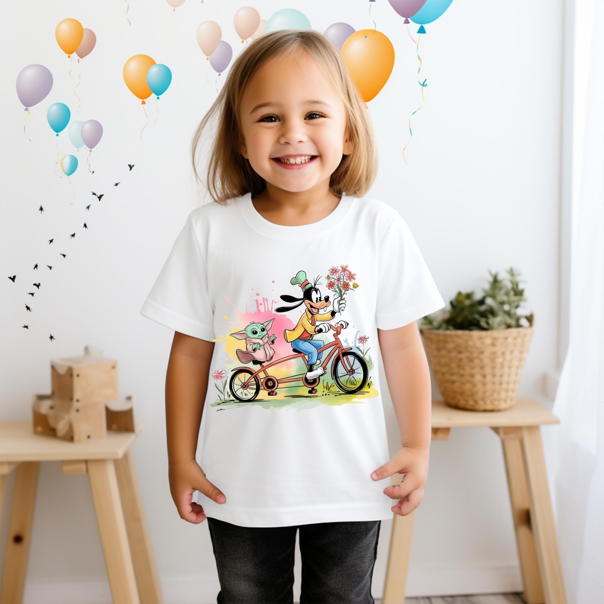 Goofy Grogu Tandem Bike Png, Spring Flower Ride Png, Baby Yoda Funny ...