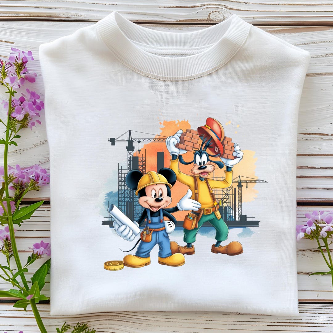 Mickey and Goofy Construction Png, Builder Characters Shirt Design ...