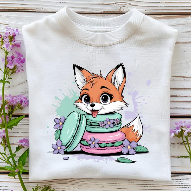 Cute Fox With Macarons Png, Kawaii Dessert Animal Clipart, Pastel Sweet ...
