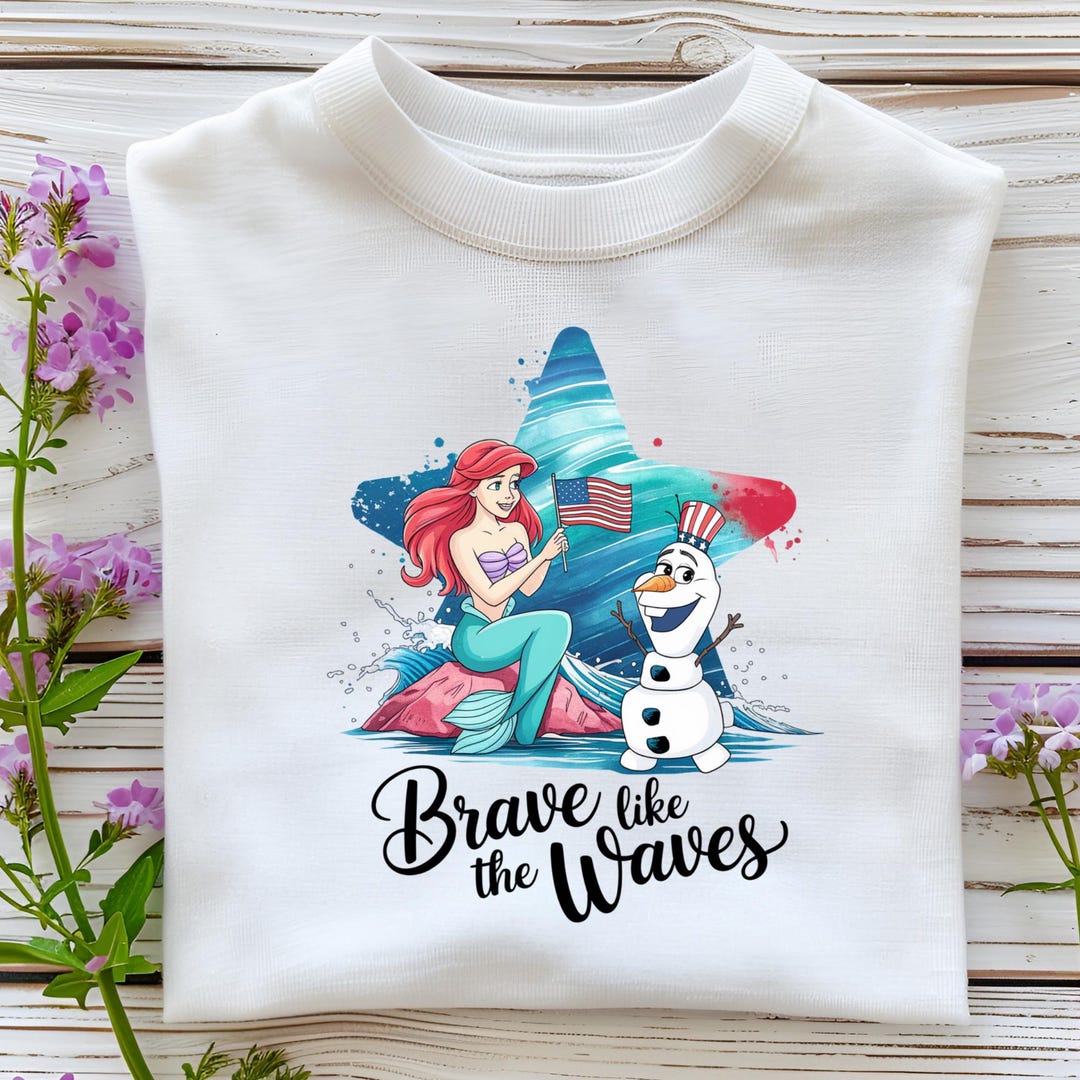 Ariel and Olaf Brave Waves Png, Patriotic 4th of July Shirt Design ...