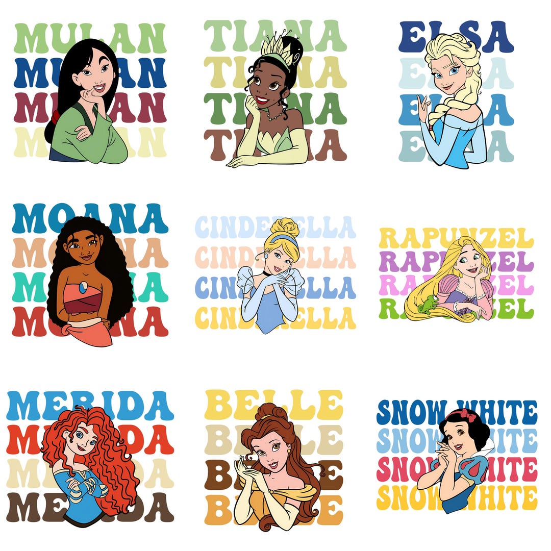 Princess Character Png Set, Storybook Girl Clipart, Party Shirt Designs ...