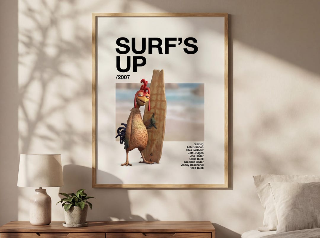 Surf's up Poster | Chicken Joe | Surfing Artwork - Etsy