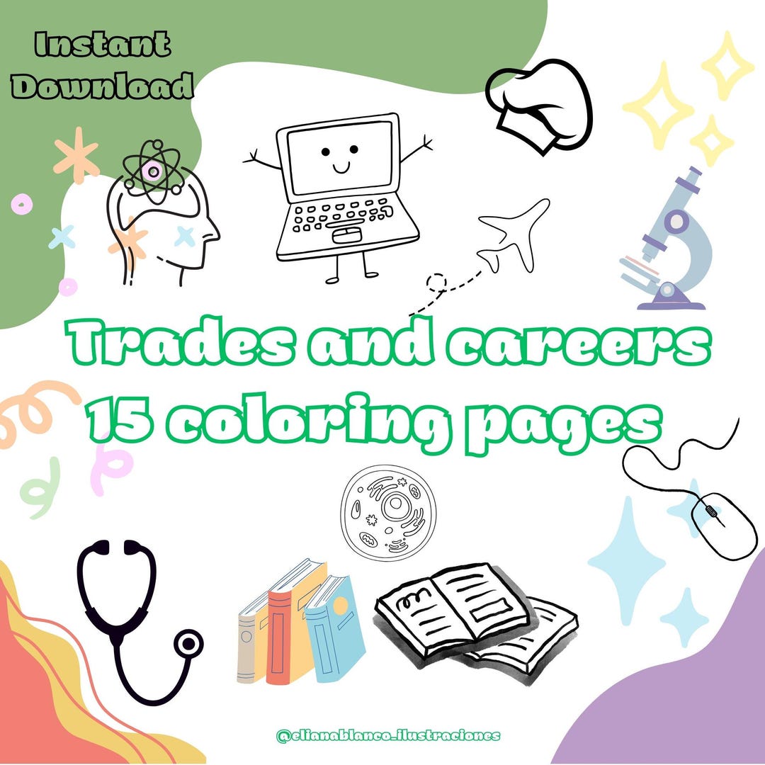Printable Professions Coloring Book for Kids | 15 Careers + Cover Page ...