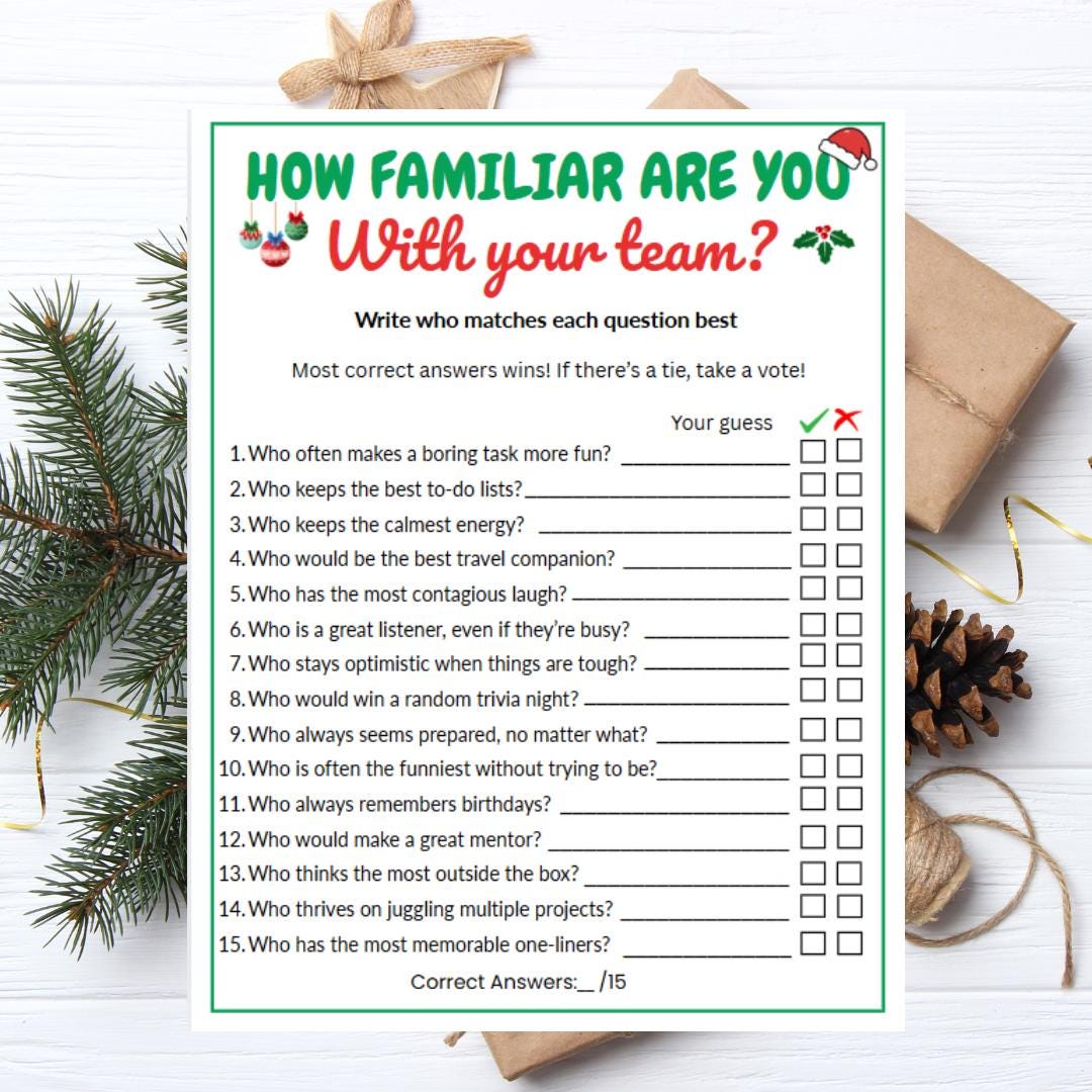 Christmas Team Building Game | How Well Do You Know Your Team | Office ...
