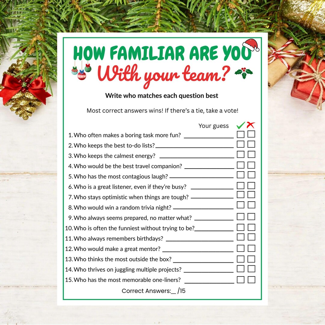 Christmas Team Building Game | How Well Do You Know Your Team | Office ...