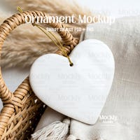 Ceramic Heart Mockup Blank White Heart Ceramic Valentines Ornament ...