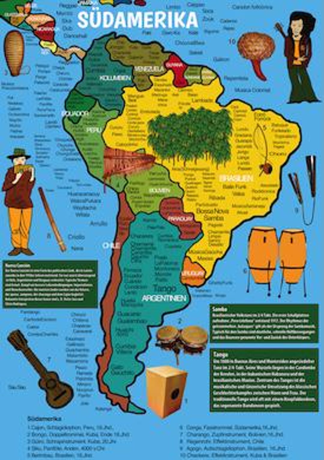 South America - Map of Musical Cultures / Musical Overview (over 250 ...