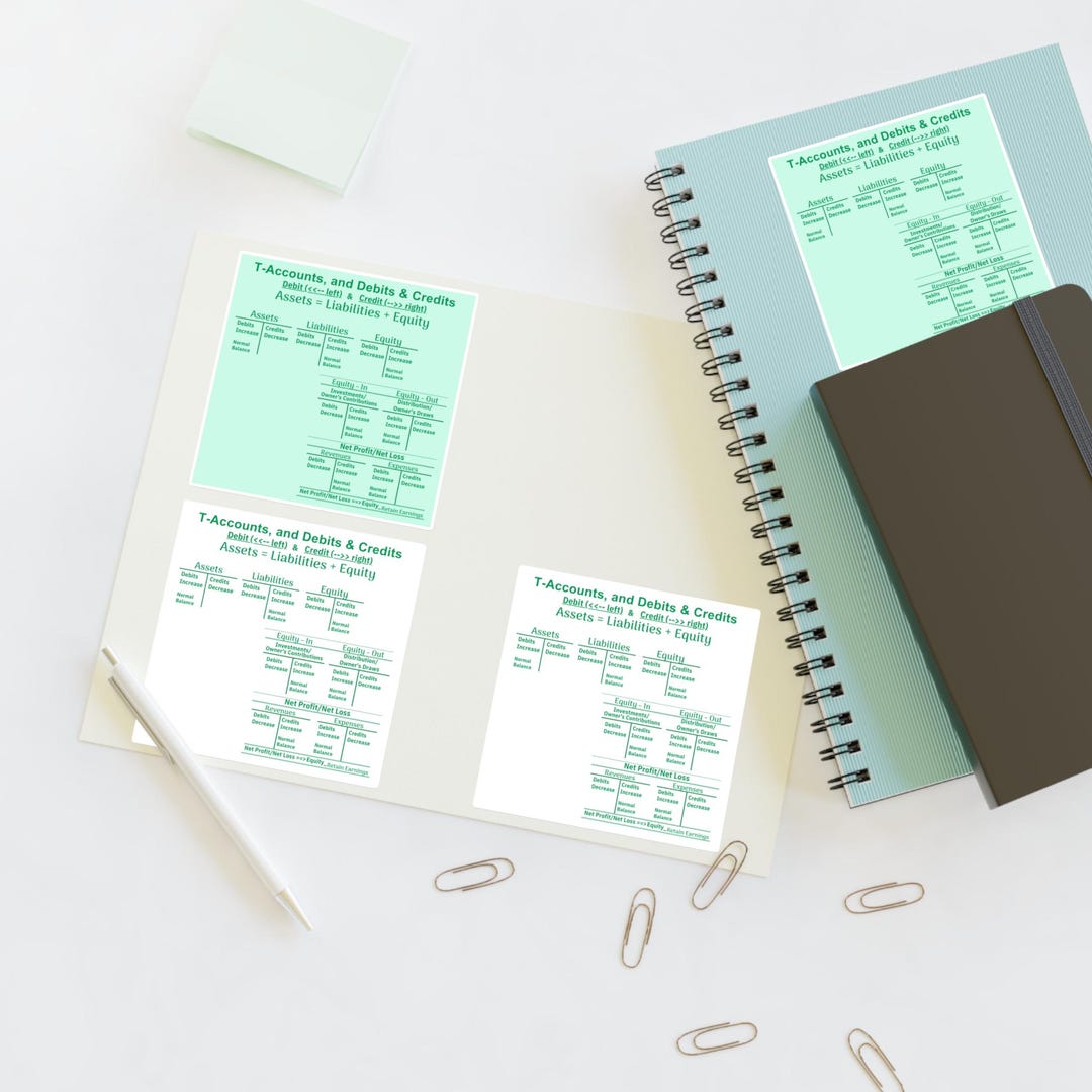 Accounting T-accounts Cheat Sheet Sticker Sheets (4 Stickers) | Learn ...