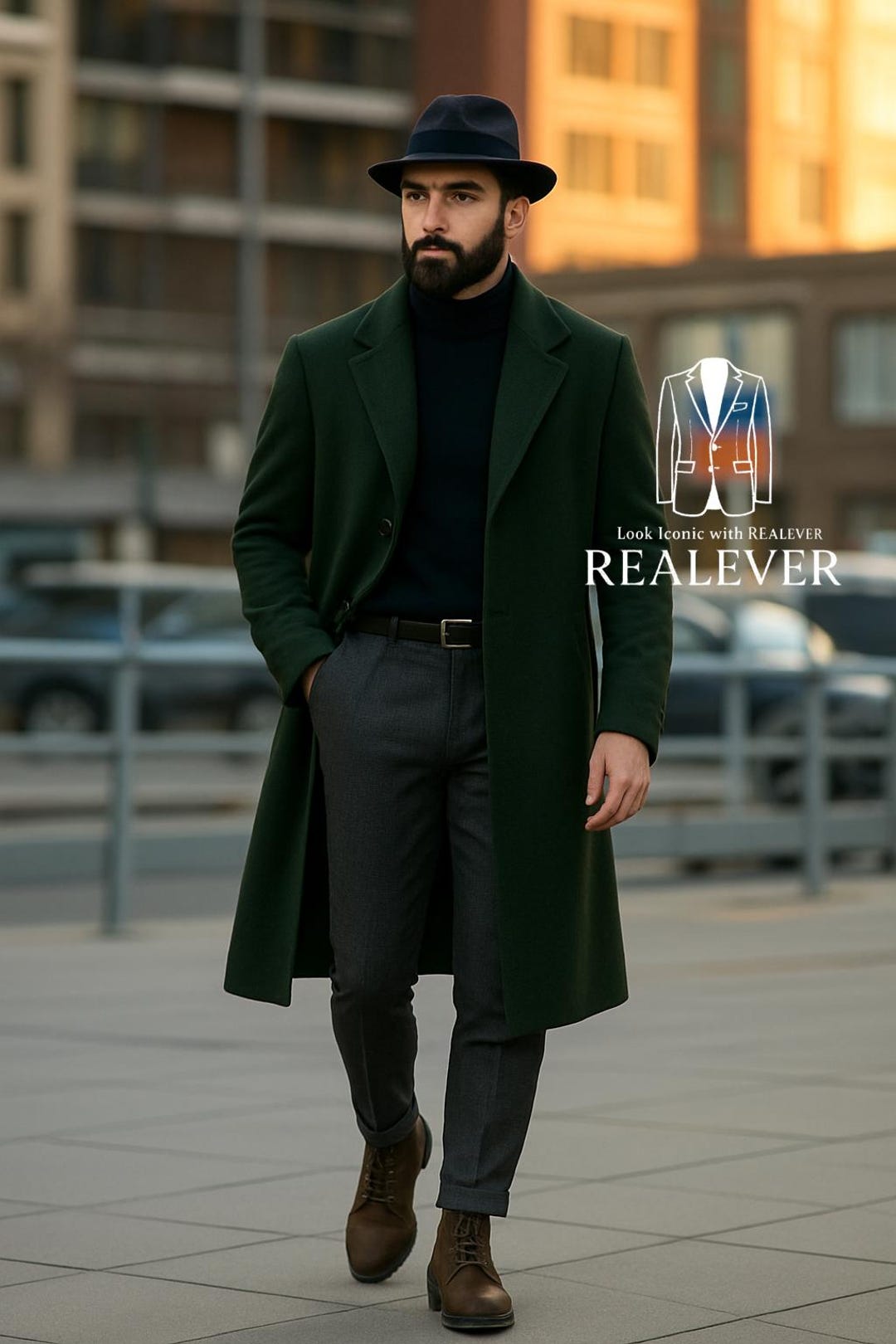 Men's Dark Green Wool Overcoat | Handmade Italian Long Coat - Etsy