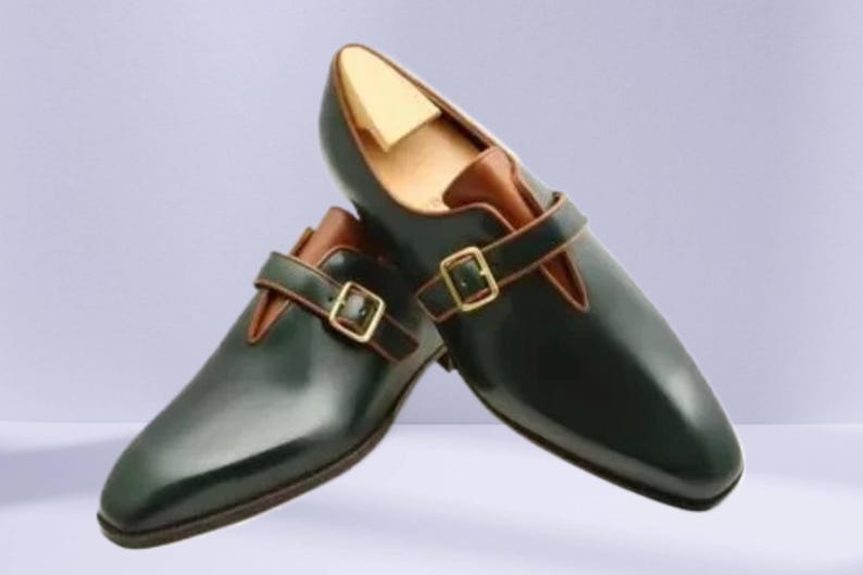 New Handmade Black Leather Single Monk Strap Men's Shoes - Etsy