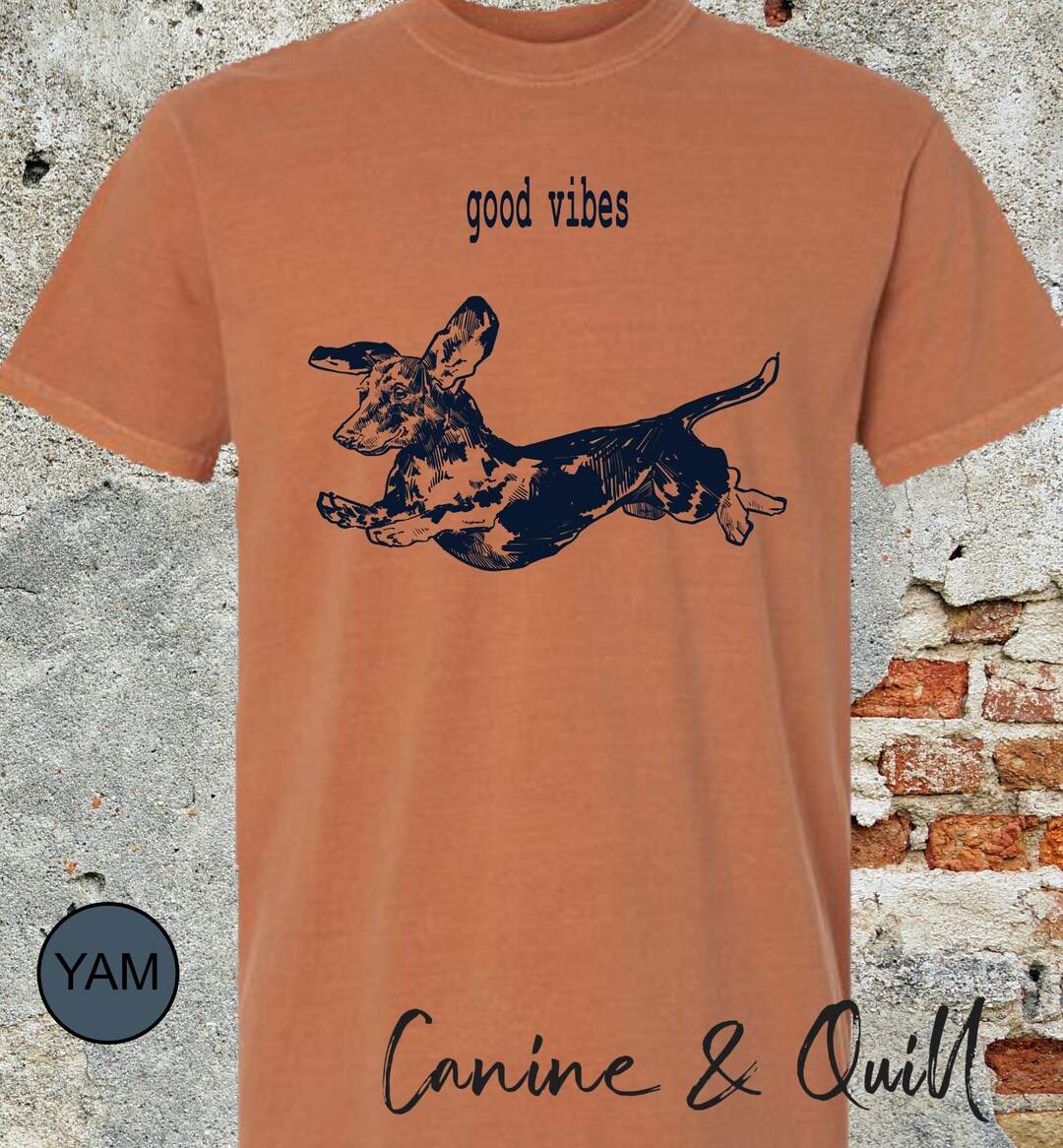 Good Vibes Dog Illustration Unisex Garment-dyed T-shirt - Etsy