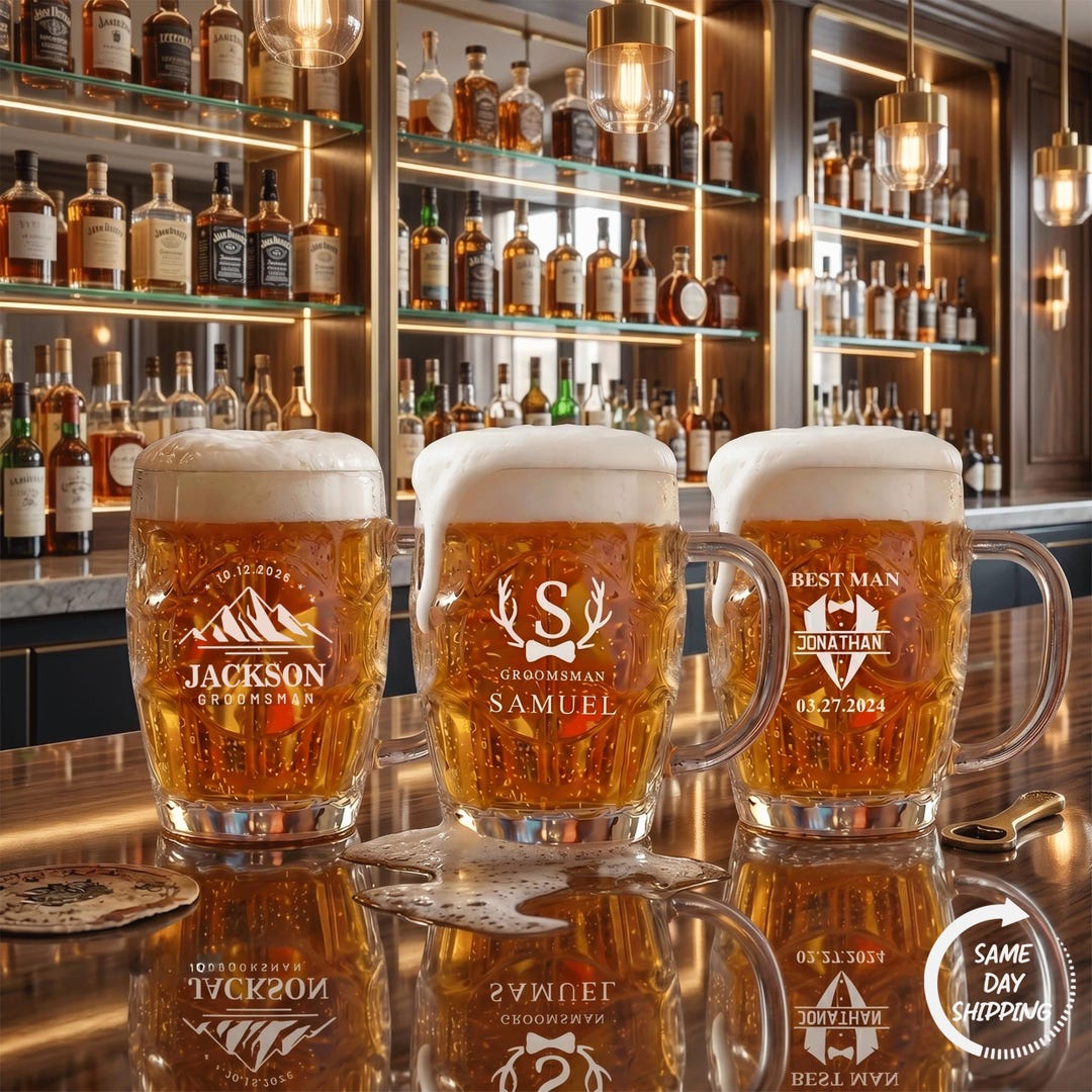 Personalized Dimpled Beer Mug, Custom Engraved 20oz Beer Glass, Laser ...