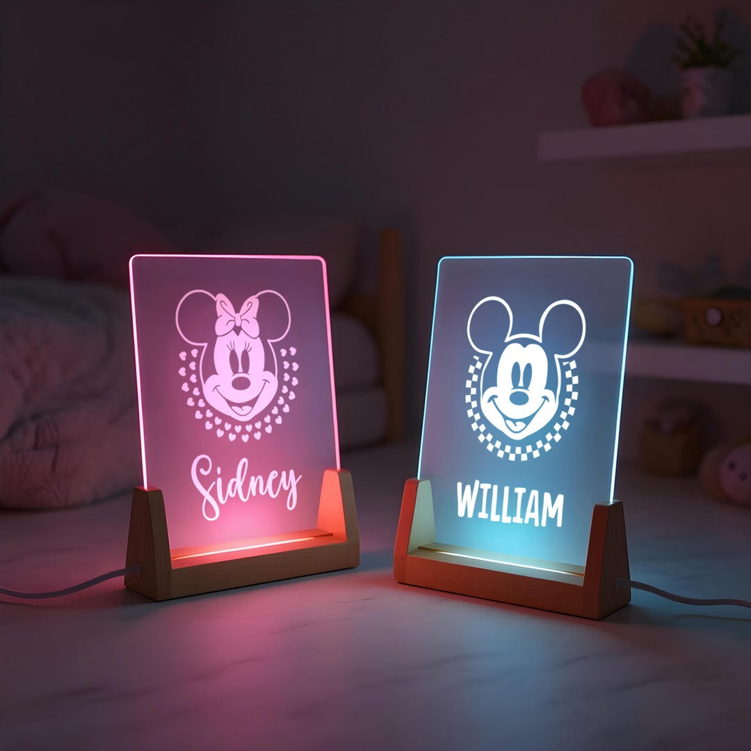 Personalized Name Night LED Light for Kids, Laser-engraved Acrylic ...