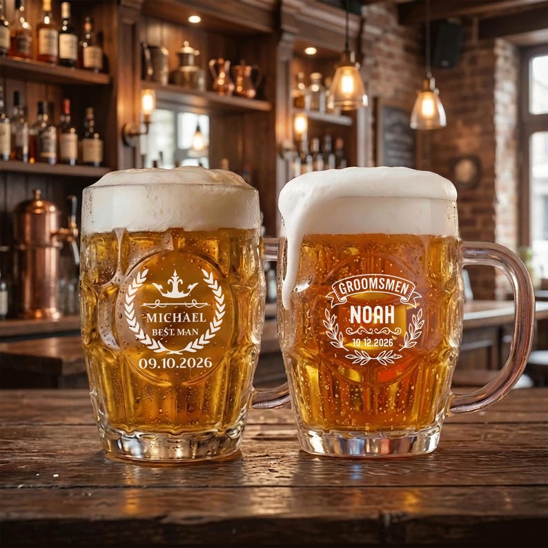 Personalized Dimpled Beer Mug, Custom Engraved 20oz Beer Glass, Laser ...