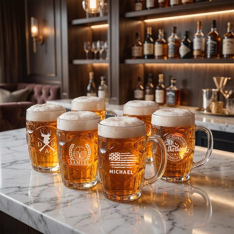 Personalized Dimpled Beer Mug, Custom Engraved 20oz Beer Glass, Laser ...