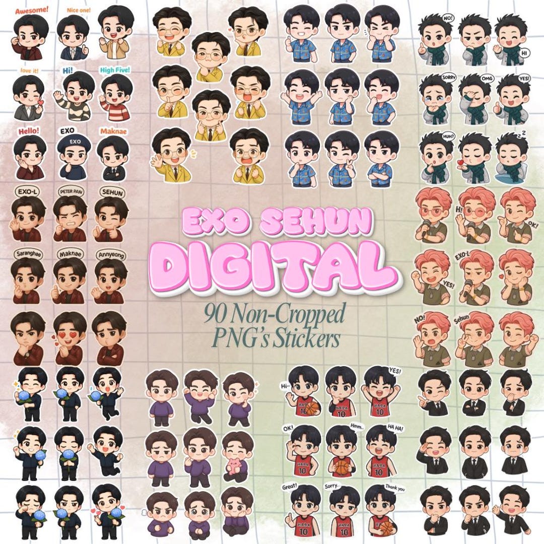 EXO Sehun Kawaii Digital Stickers for Goodnotes & Notability Book Lover ...