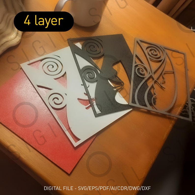 Gothic Death Kiss Laser Cut File – 4-layer Vector Design (digital ...