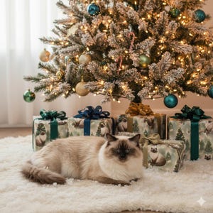 Himalayan Cat Christmas Wrapping Paper | Cute Cat Gift Wrap | Holiday ...
