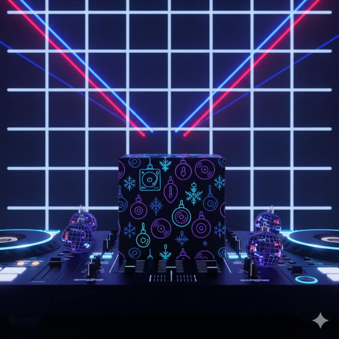 House & Techno Christmas Wrapping Paper - Minimal DJ Ornament Gift Wrap ...