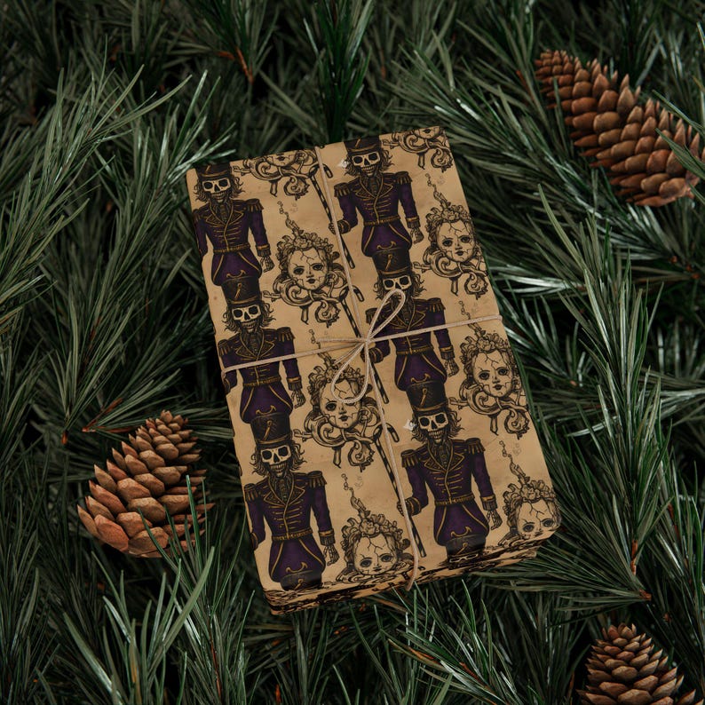 Gothic Nutcracker Wrapping Paper | Dark Christmas Gift Wrap | Vintage ...