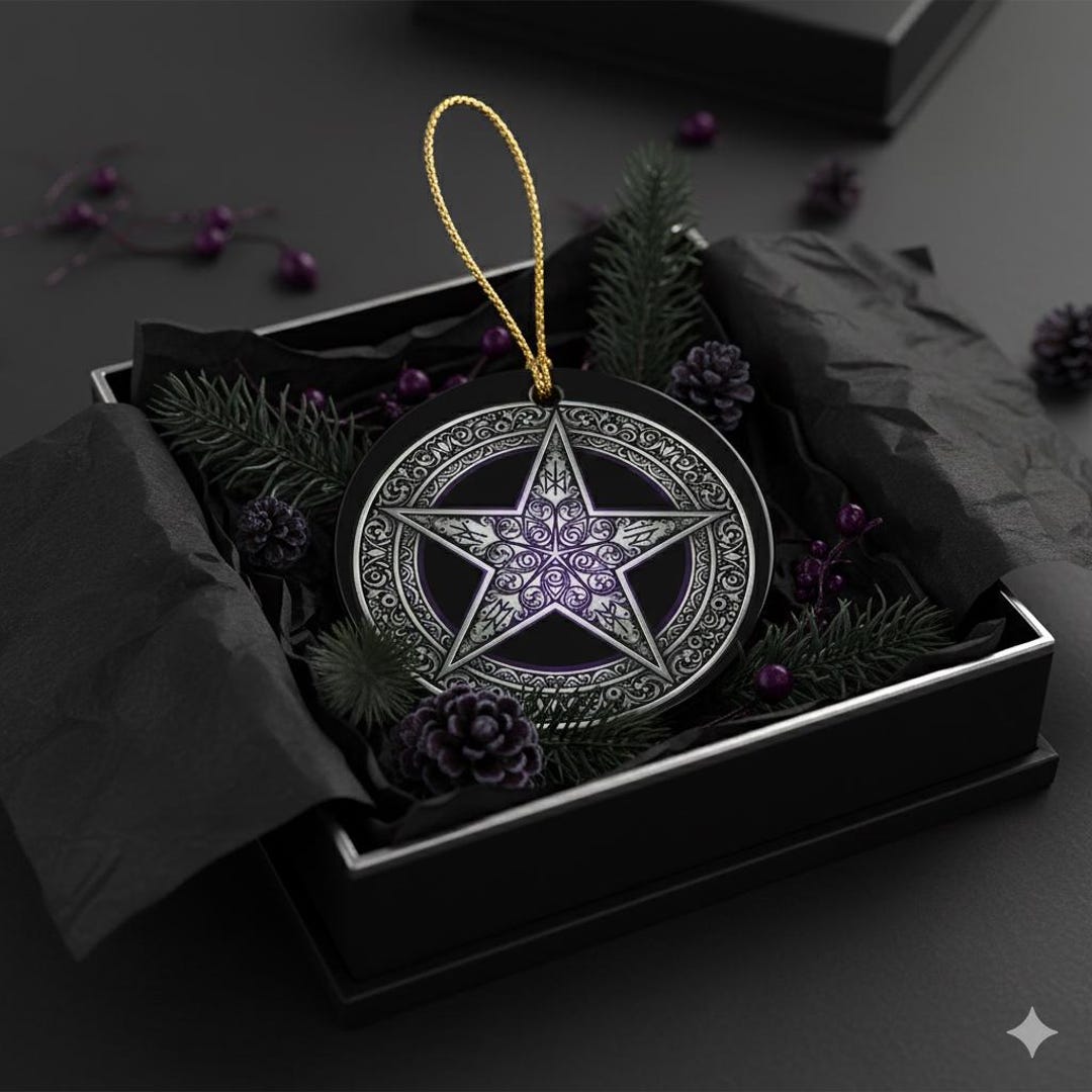 Gothic Pentagram Ceramic Christmas Ornament | Dark Victorian Decor ...