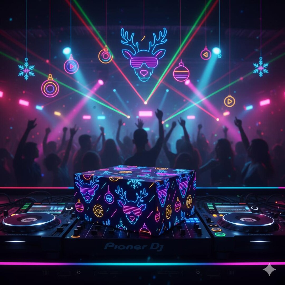 Neon EDM Reindeer Christmas Wrapping Paper - Rave Holiday Gift Wrap ...