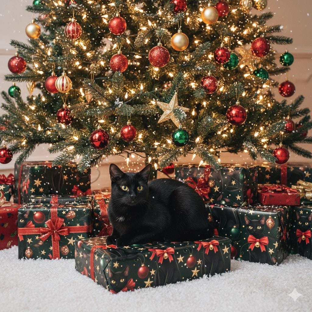 Bombay Cat Christmas Wrapping Paper | Black Cat Gift Wrap | Elegant ...