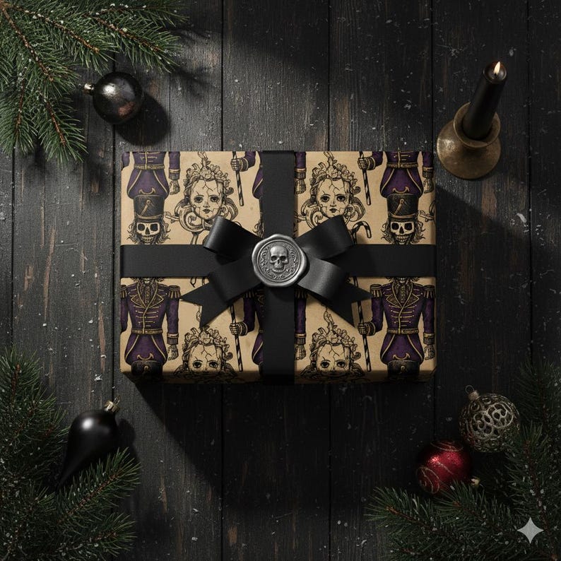 Gothic Nutcracker Wrapping Paper | Dark Christmas Gift Wrap | Vintage ...