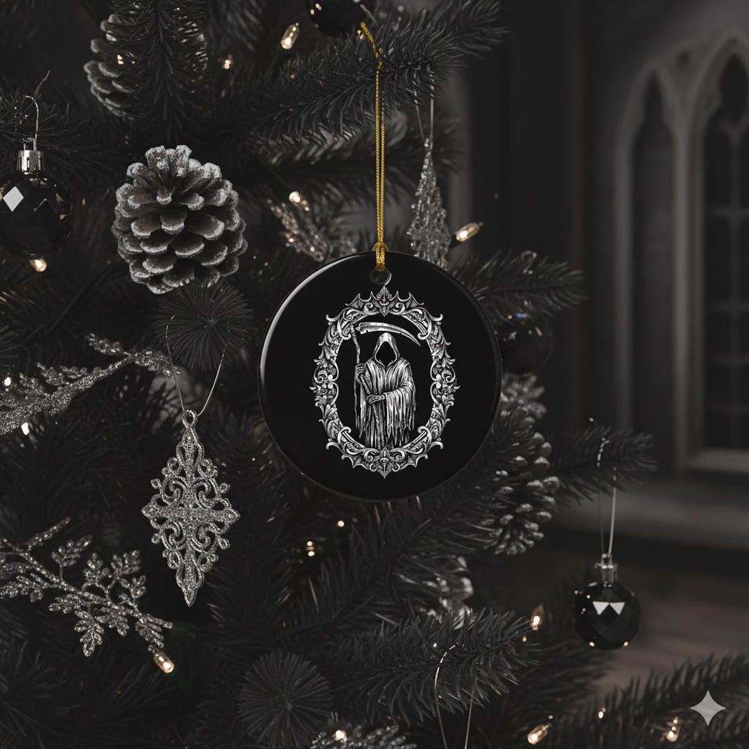 Gothic Grim Reaper Ceramic Christmas Ornament | Dark Victorian Holiday ...