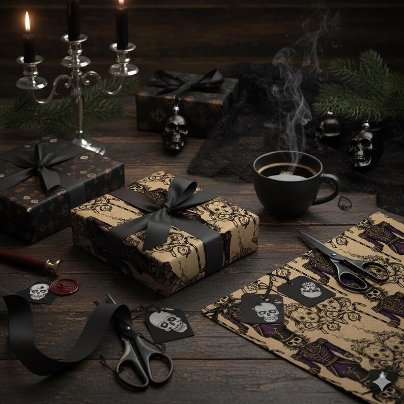 Gothic Nutcracker Wrapping Paper | Dark Christmas Gift Wrap | Vintage ...
