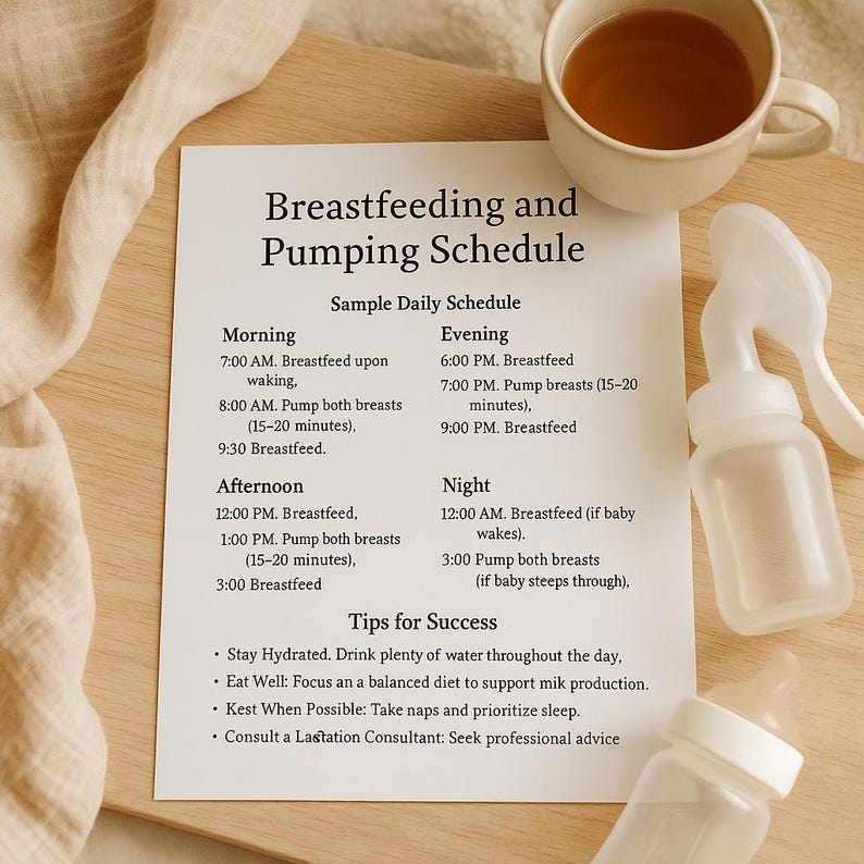 Breastfeeding & Pumping Schedule | Printable New Mom Guide | Digital ...