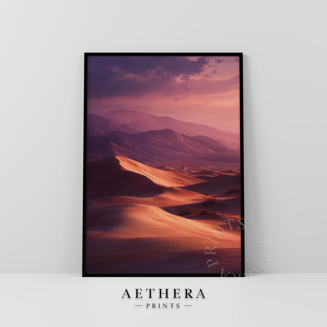 Boho Desert Dunes Printable Wall Art - Golden Hour Watercolor Landscape ...