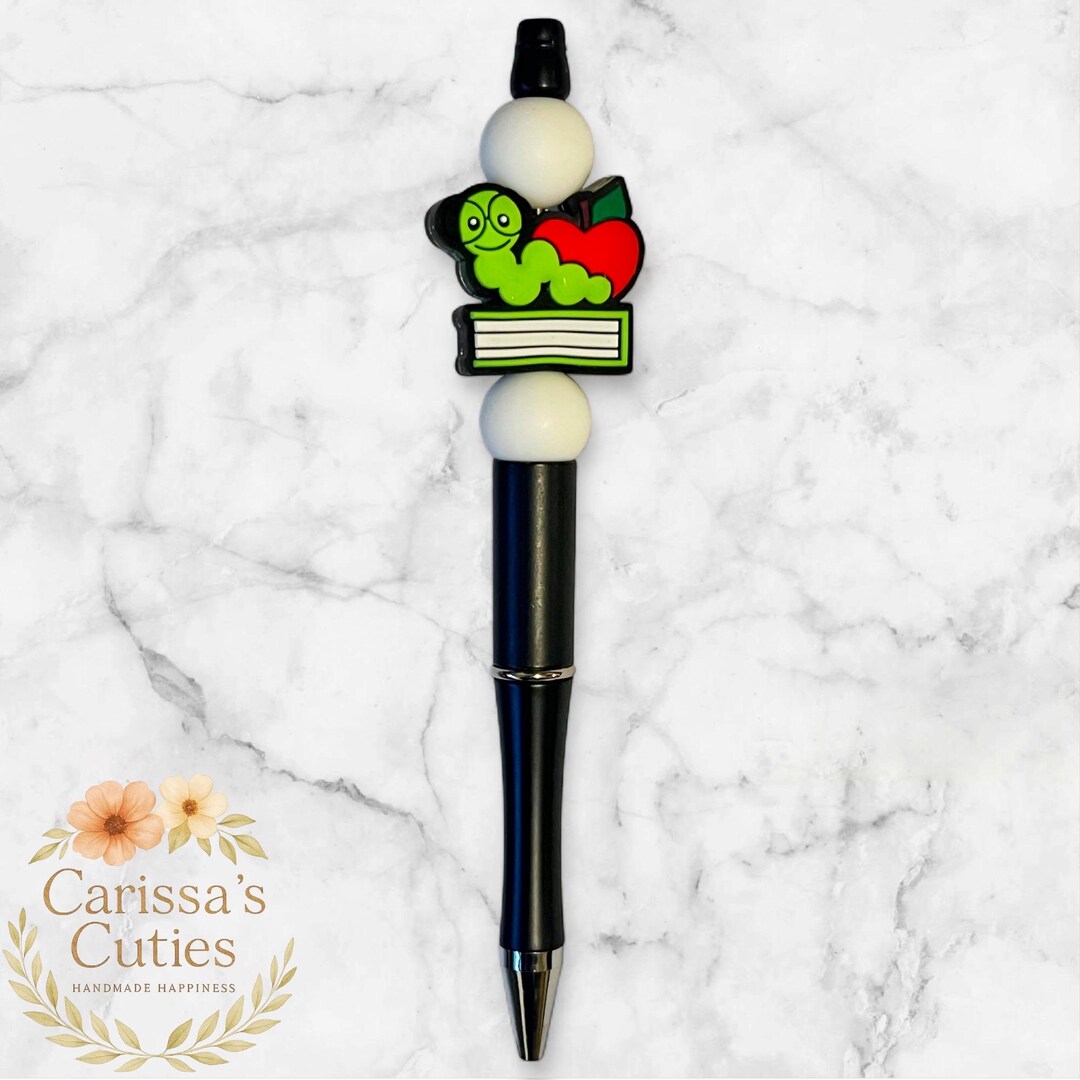 Bookworm Pen Topper – Cute Beaded Pen for Teachers & Readers - Etsy