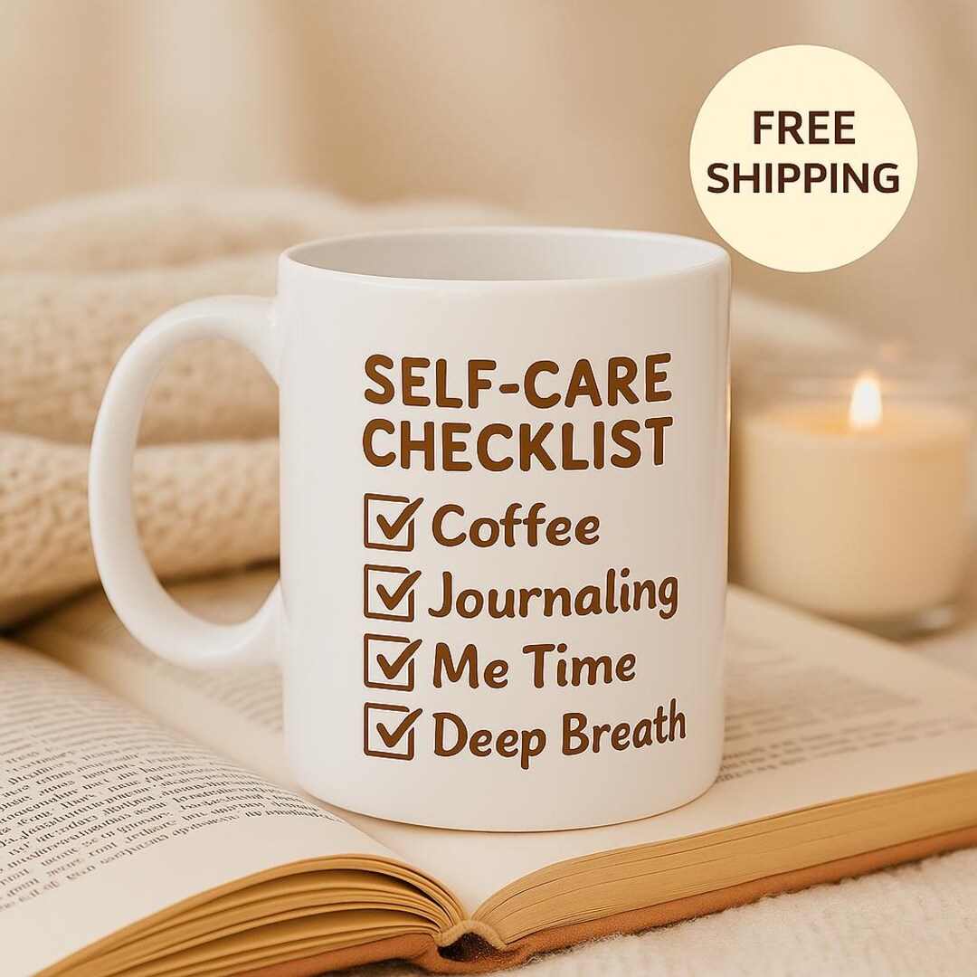 Self Care Checklist Mug Coffee Lover Gift Wellness Journal Mug Cozy ...