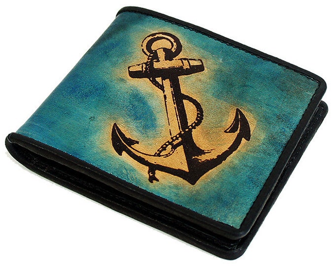 Money Slot Bi Fold Leather Wallet - Anchor - Etsy