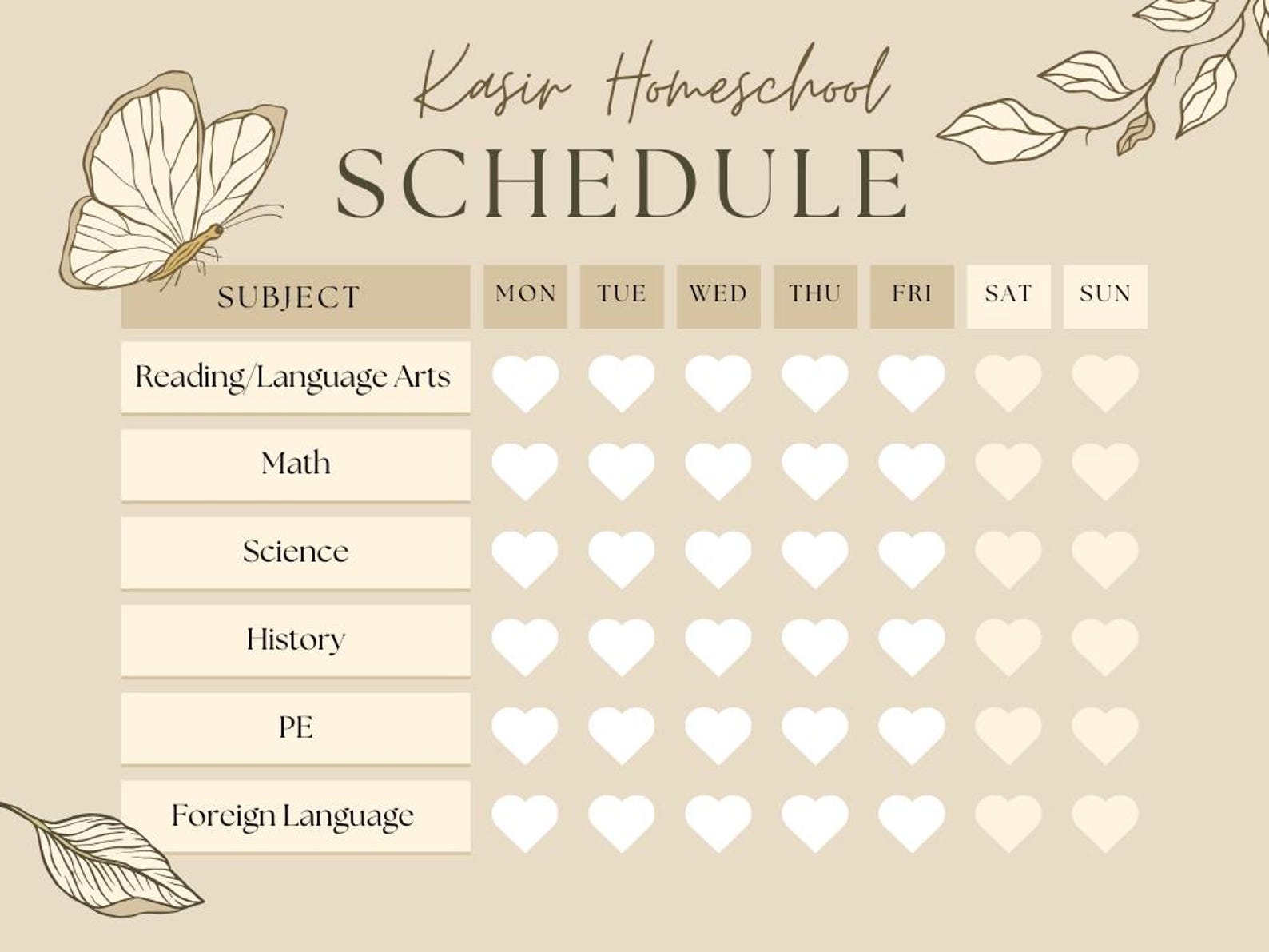 Homeschool Learning Schedule Chart - Etsy