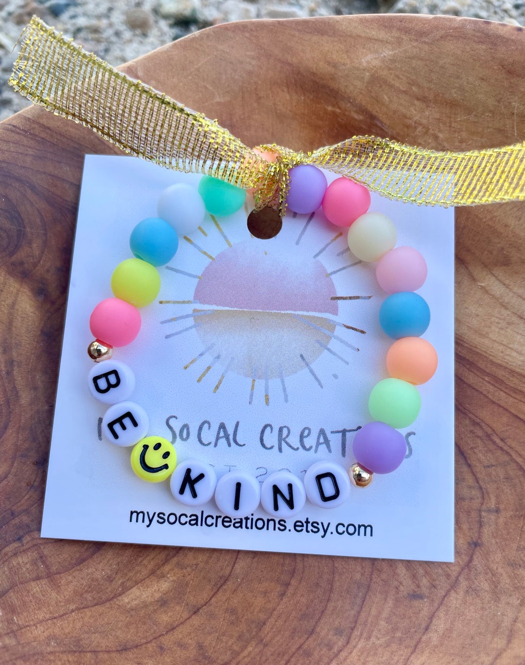 Be Kind Charm Bracelet, Kindness Beaded Stretch Bracelet, Inspirational ...