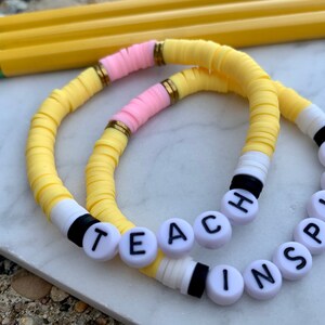 Teacher Gift, Teacher Pencil Bracelet, Teacher Bracelet, Personalized Bracelet, Beaded Bracelet ...